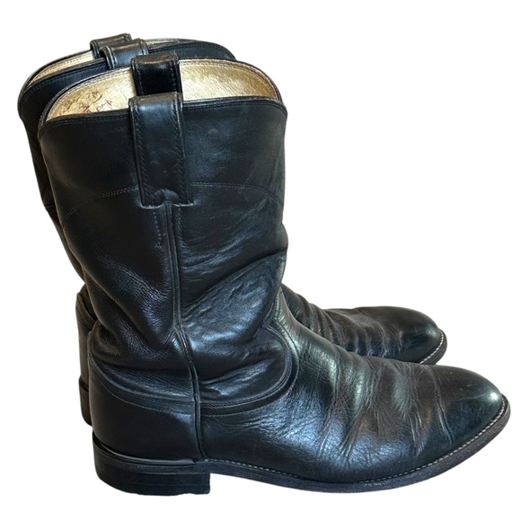 Justin Boots | Shoes | Justin Roper Boots Mens 7 Black Leather Womens 9 ...